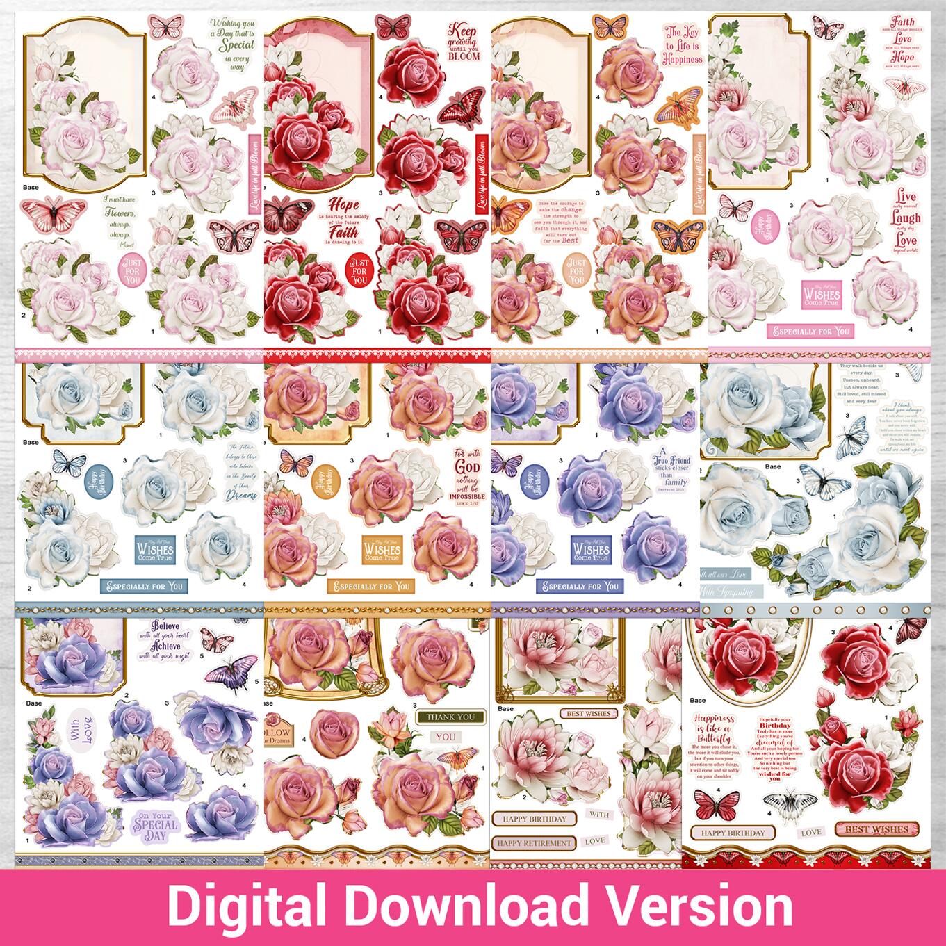 CU581D Floral Decoupage Fun Cardmaking Digital Download