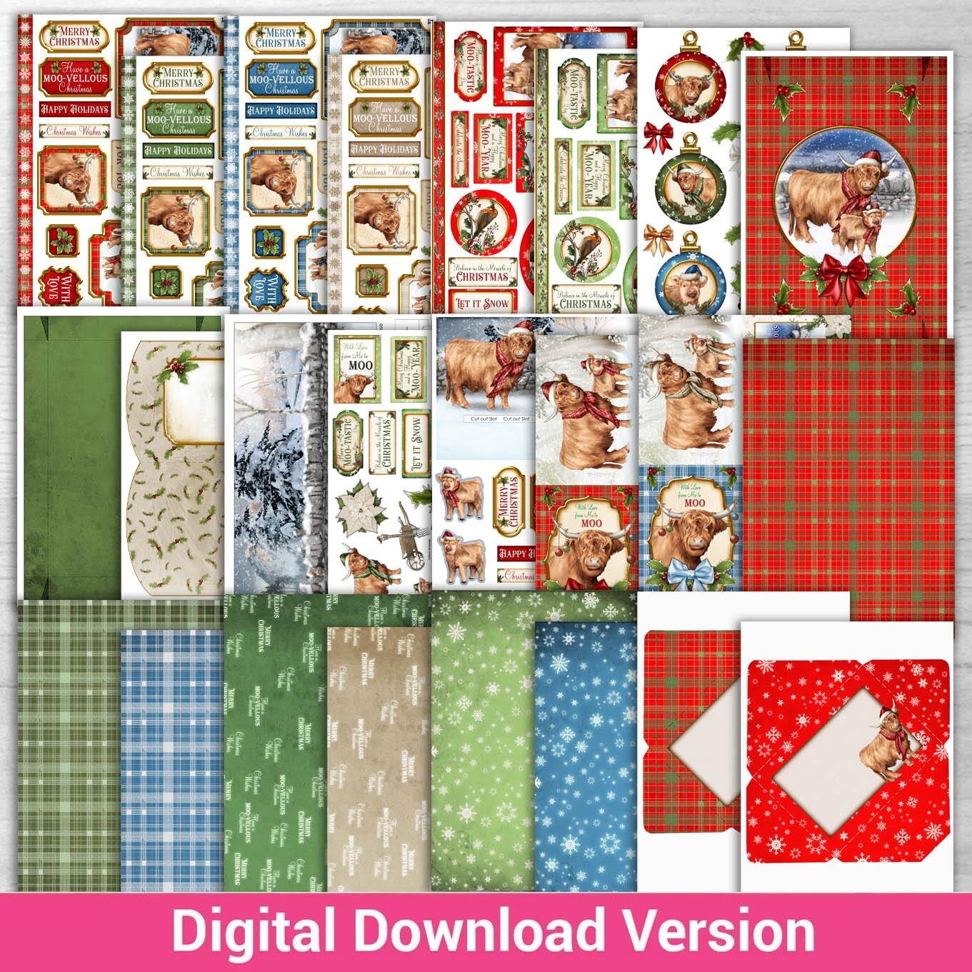 Christmas Moo Cardmaking Digital Download Kit