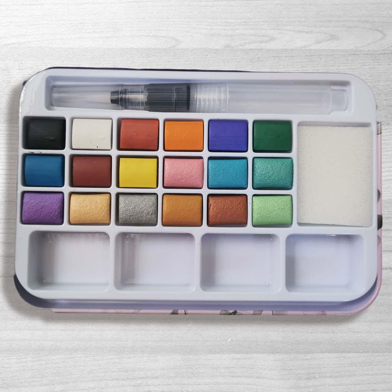 CC014 Watercolour Paint Pallet Box Set and Waterbrush