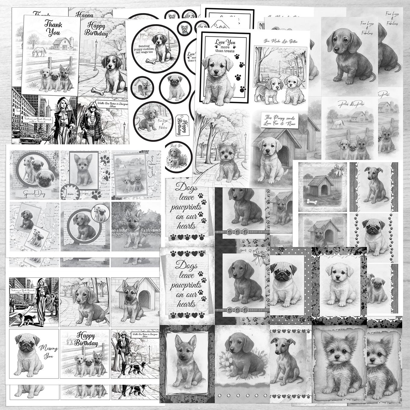 Inky Paws Black and White Toppers Cardmaking Kit with Forever Code