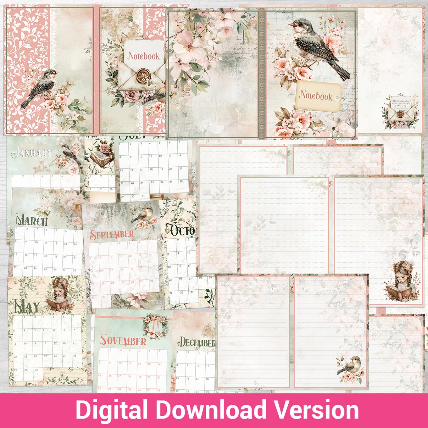 FB3952D Spring Moments Notebook and Calendar Set Digital Download