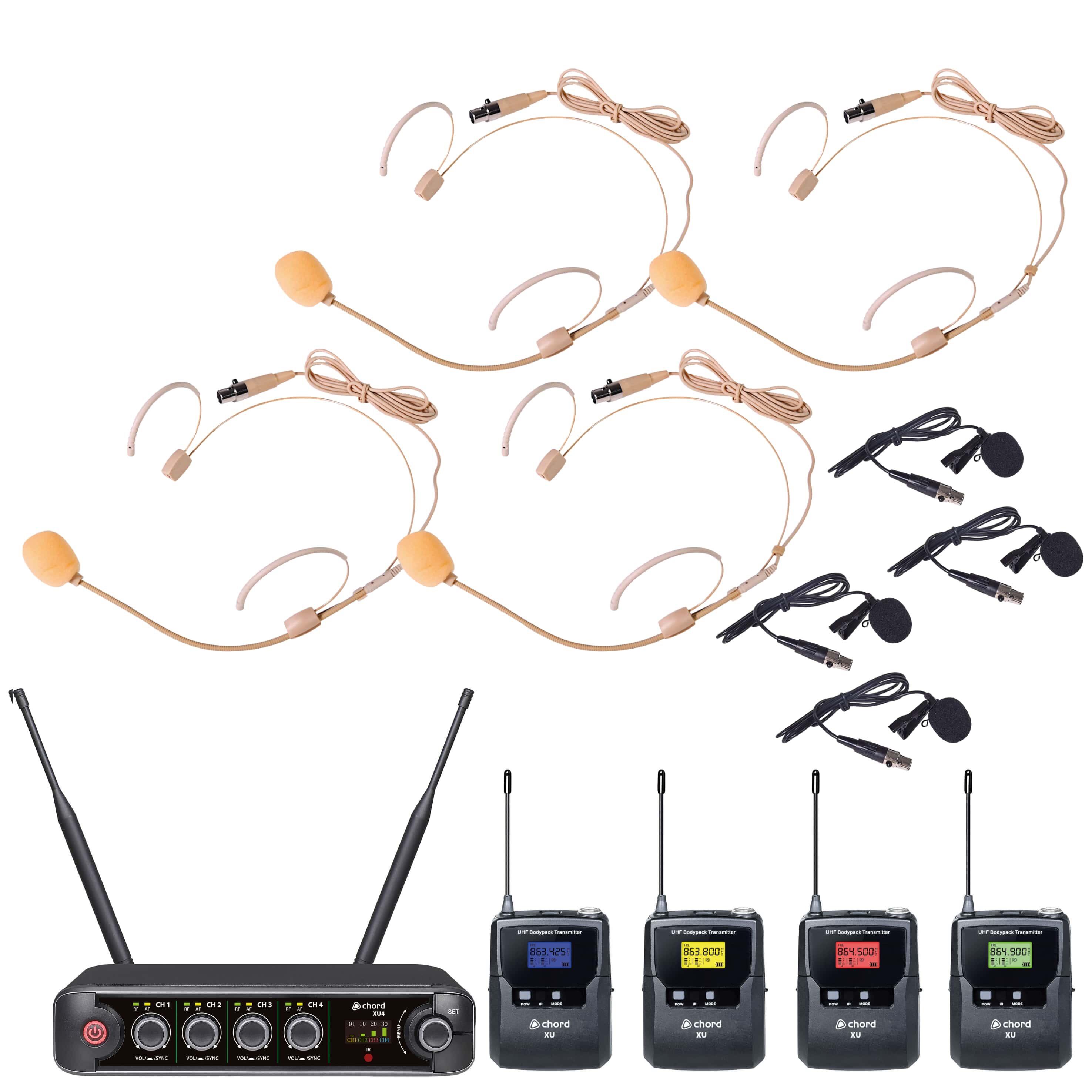 Chord XU4 Quad Bodypack UHF Microphone System