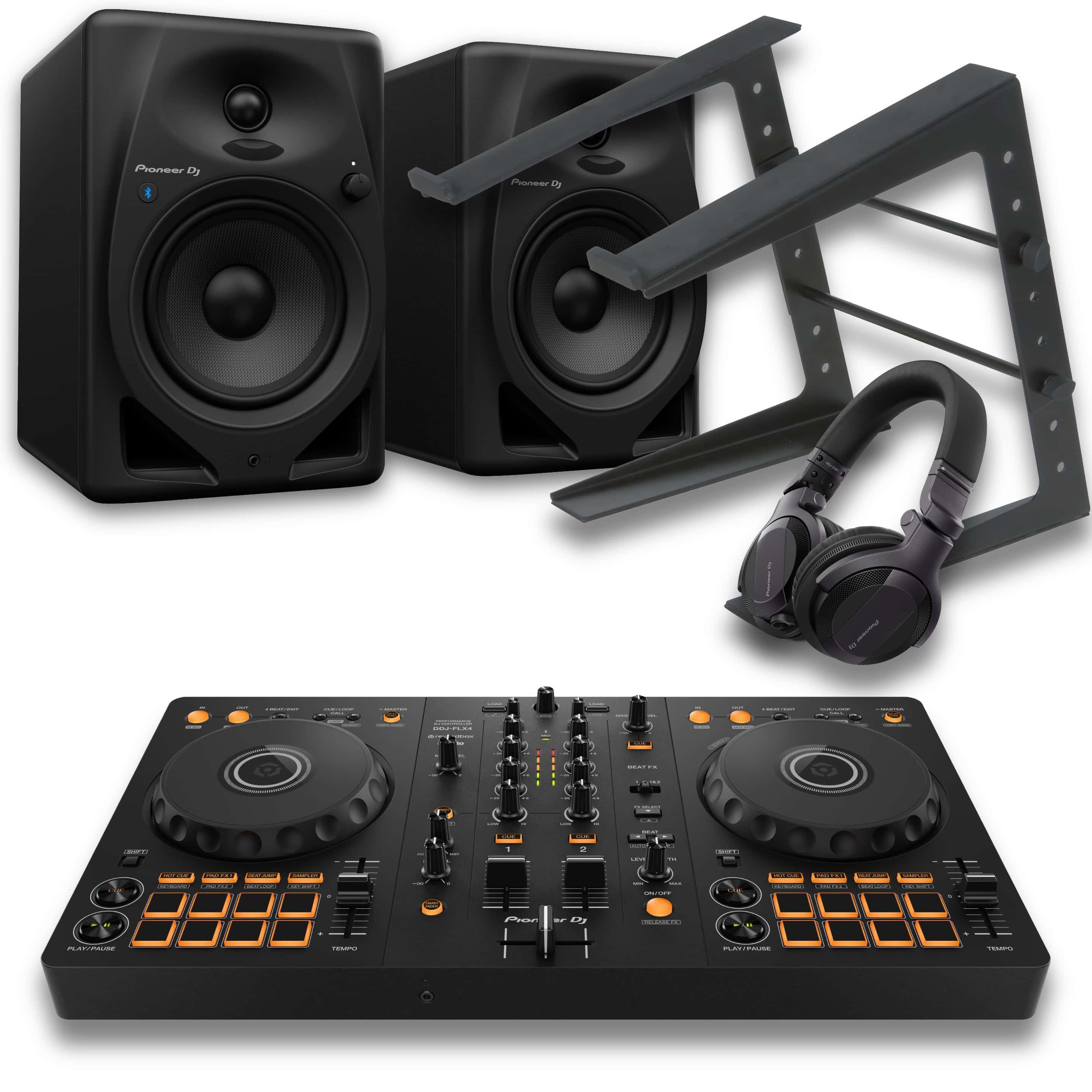 Pioneer DJ DDJ-FLX4 & DM-50D-BT Bundle