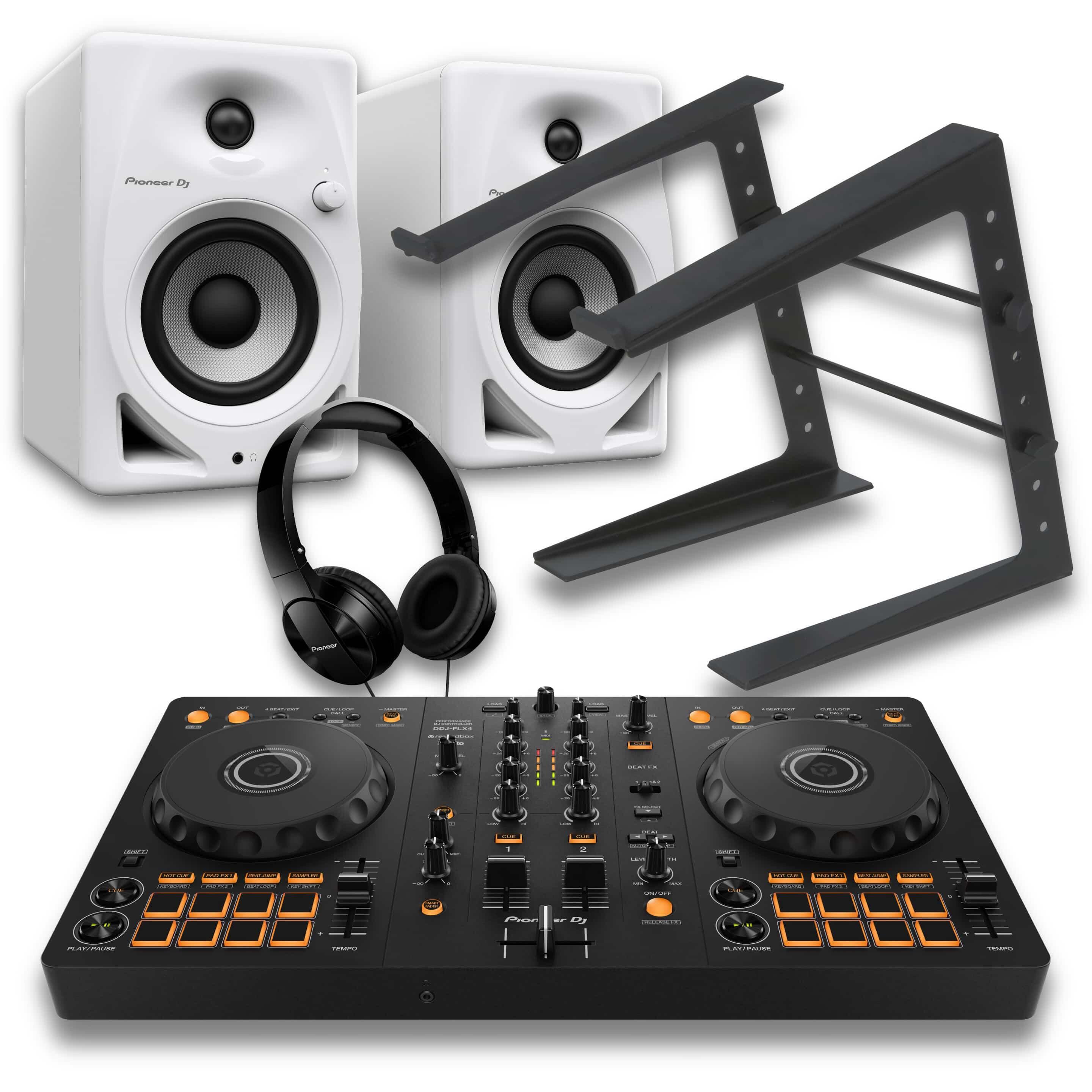 Pioneer DJ DDJ-FLX4 & DM-40D-W B Stock Bundle