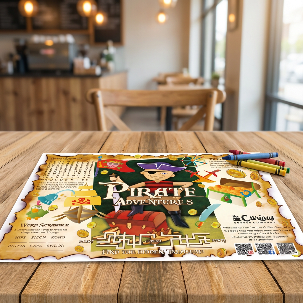 Pirate Adventures Personalised Kids Menus: Custom Kids Menus