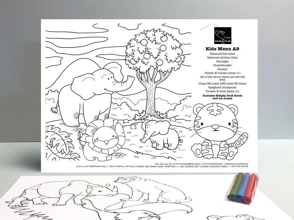 Animal Activity Sheet Menus