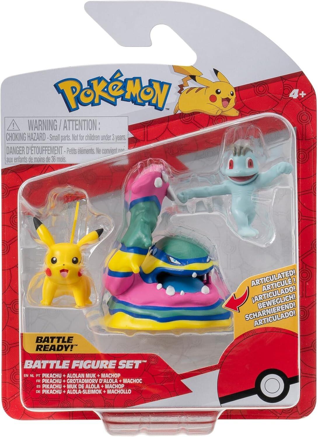 Pokémon Battle Figure 3 Pack W19 - Machop, Pikachu & Alolan Muk
