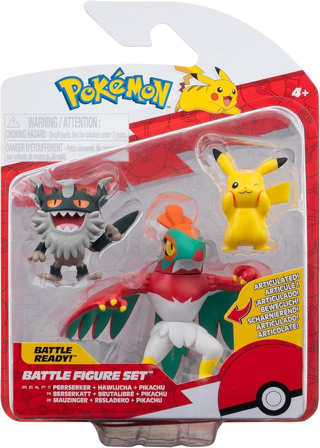 Pokémon Battle Figure 3 Pack W20 - Pikachu, Perrserker & Hawiucha