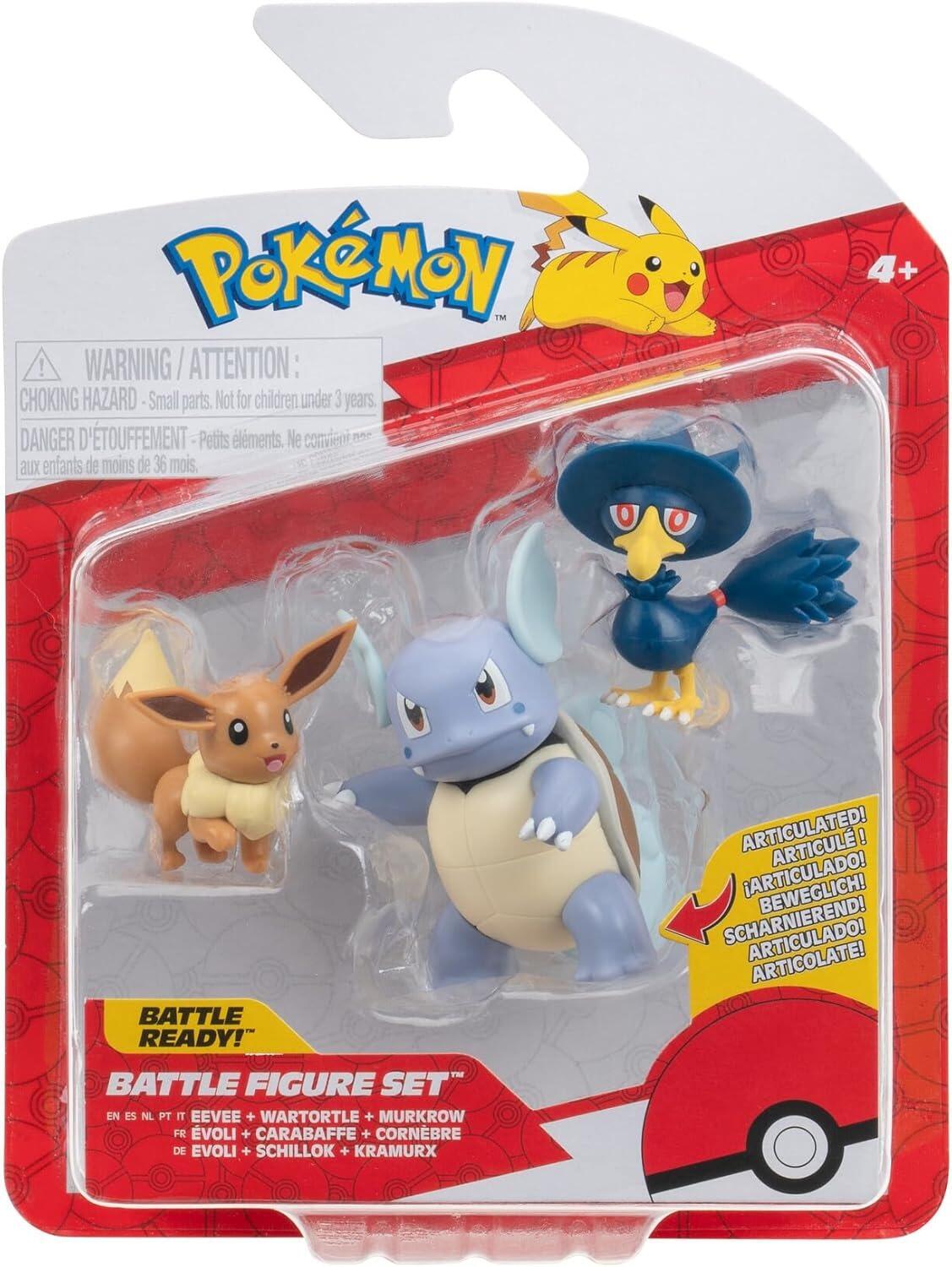 Pokémon Battle Figure 3 Pack W21 - Eevee, Murkrow & Wartortle