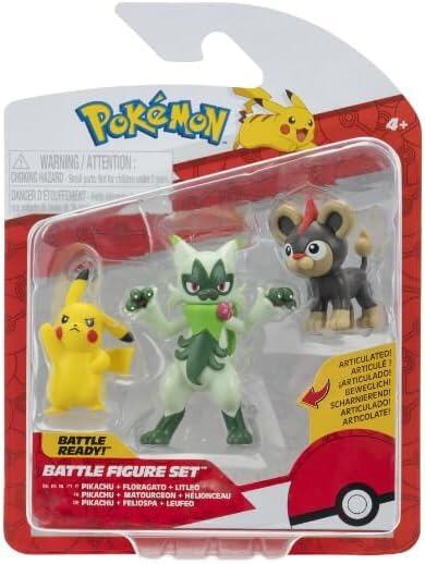 Pokémon Battle Figure 3 Pack W24 - Litleo, Pikachu & Floragato