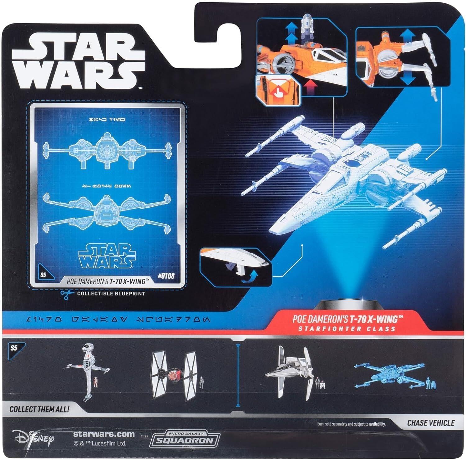 Star Wars Micro Galaxy Squadron 5 Inch Vehicle Series 5 - T-70 X-Wing (Orange & White) w/ Poe ...