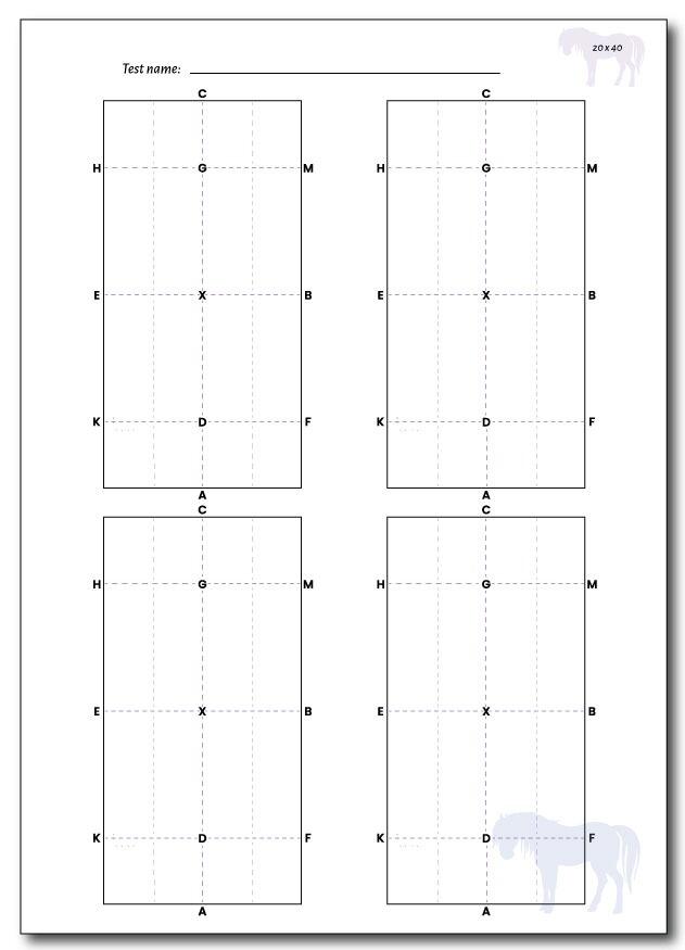 A4 Download Dressage Arena 20 x 40 Printable templates