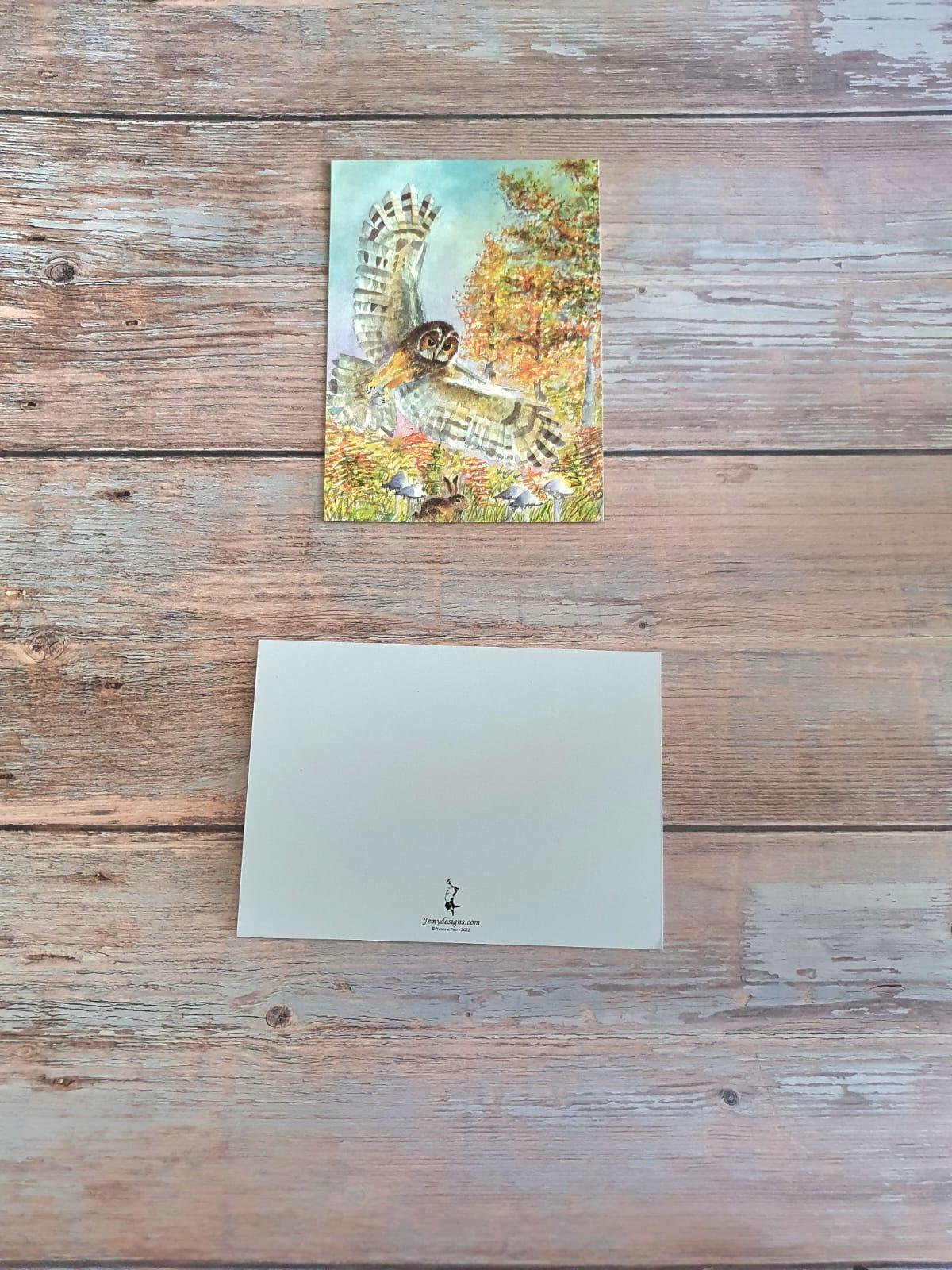 Owl Hunting Postcard/Notelet Card