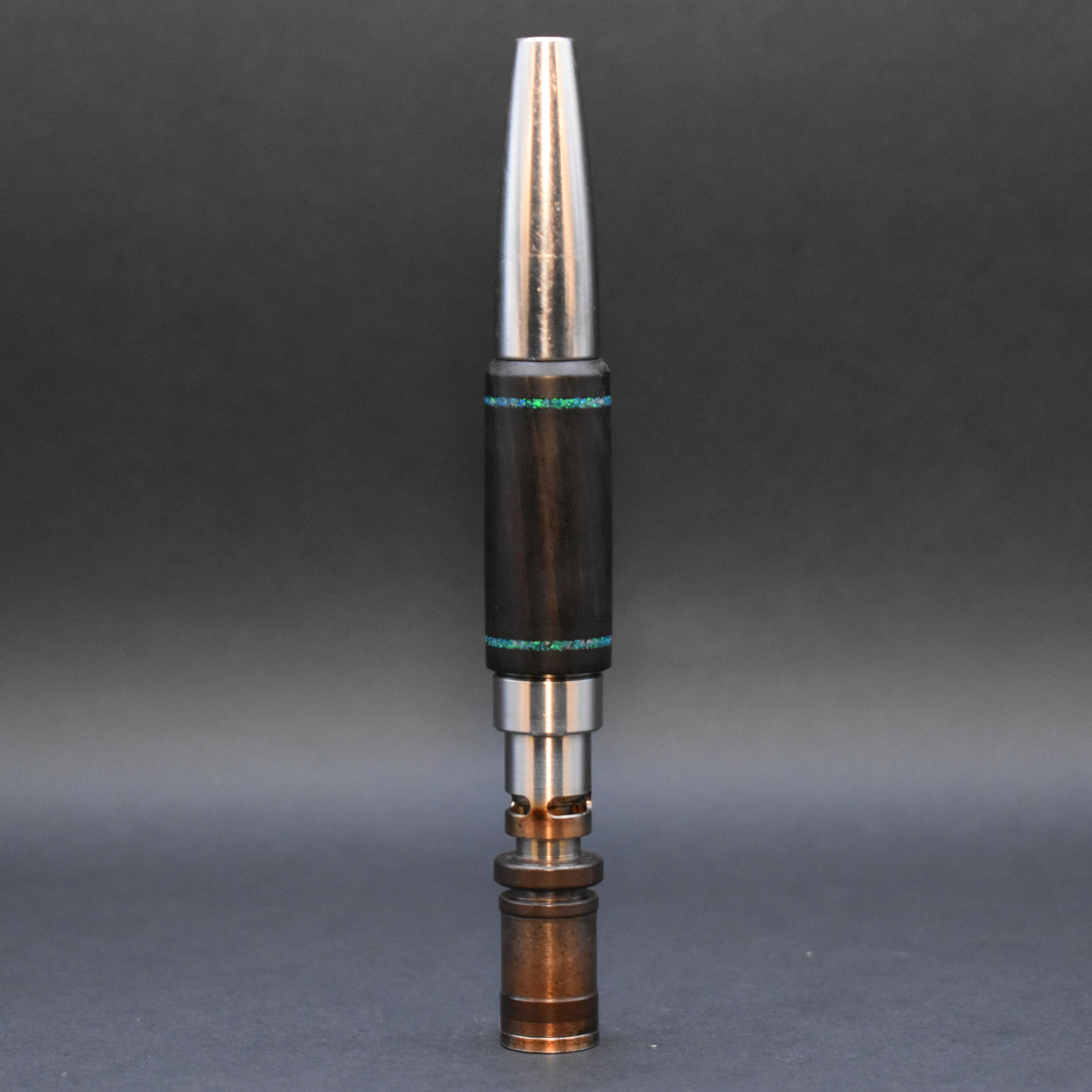 INDI - African Blackwood with Blue Peacock Opal Inlay Anvil Sleeve