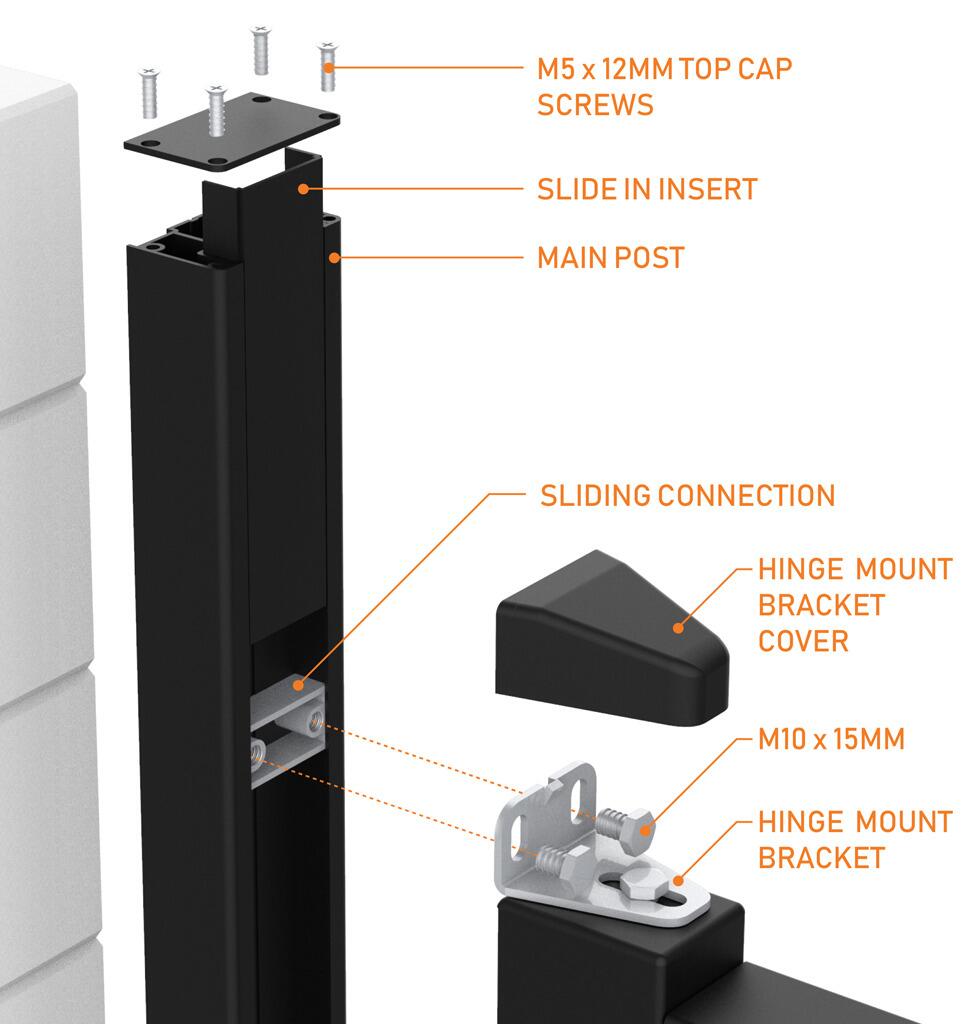 Aluminium 80 x 50mm Surface Mount Pedestrian gate posts