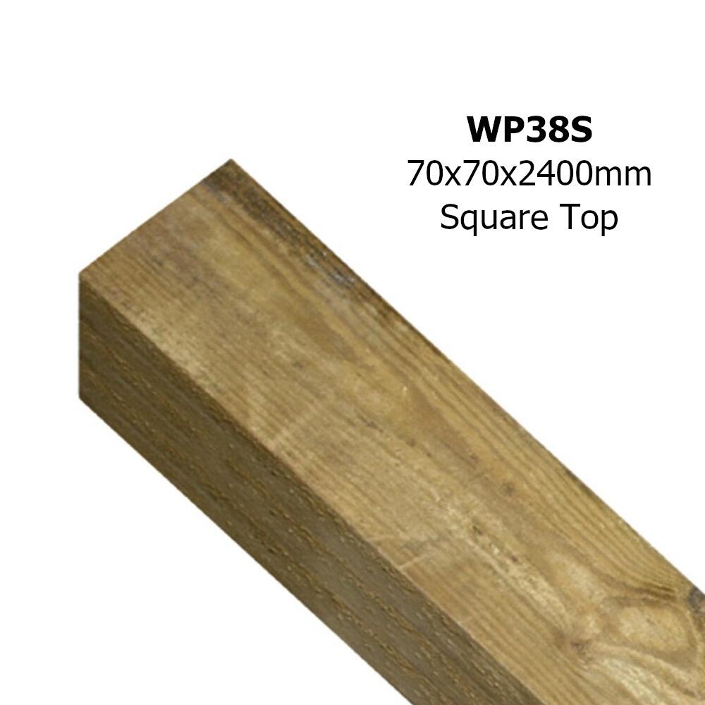 Wooden Posts 70 x 70 x 2400mm Square Top Tanalised