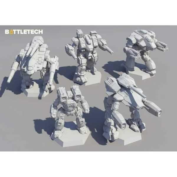BattleTech Clan Heavy Star – 5 Plastic Mech Miniatures + Pilot Cards ...