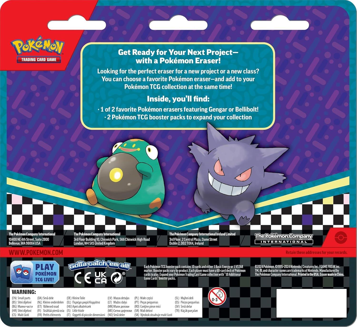 Pokémon TCG: Back to School Eraser Blister – Gengar (1 Eraser & 2 ...