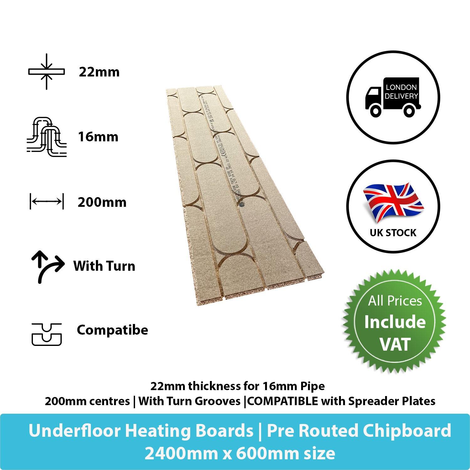 Underfloor Heating Boards 16mm pipe 2400 x 600 x22mm 200mm COMPATIBLE ...