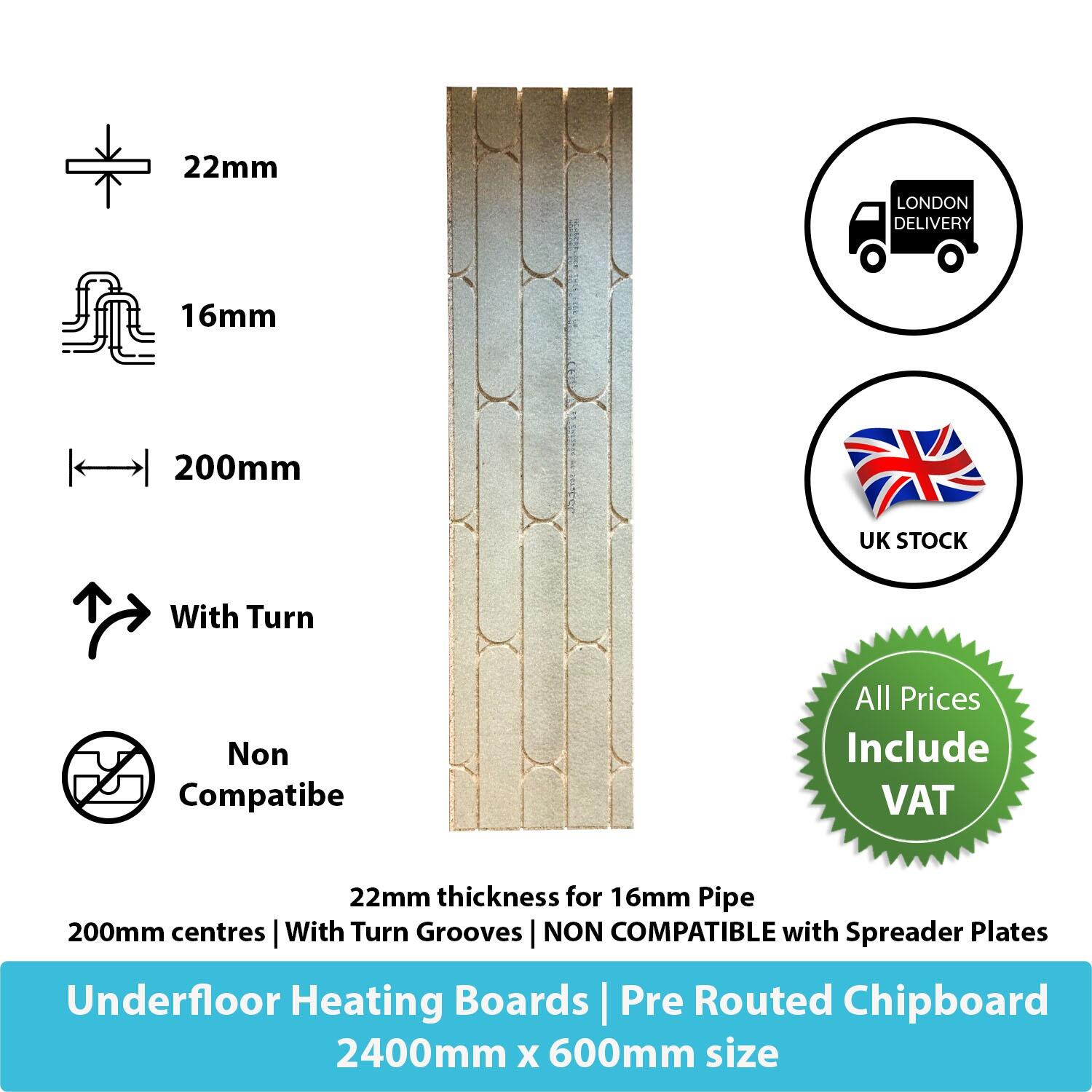 Underfloor Heating Boards 22mm for 16mm Pipe with 200mm centres WITH ...