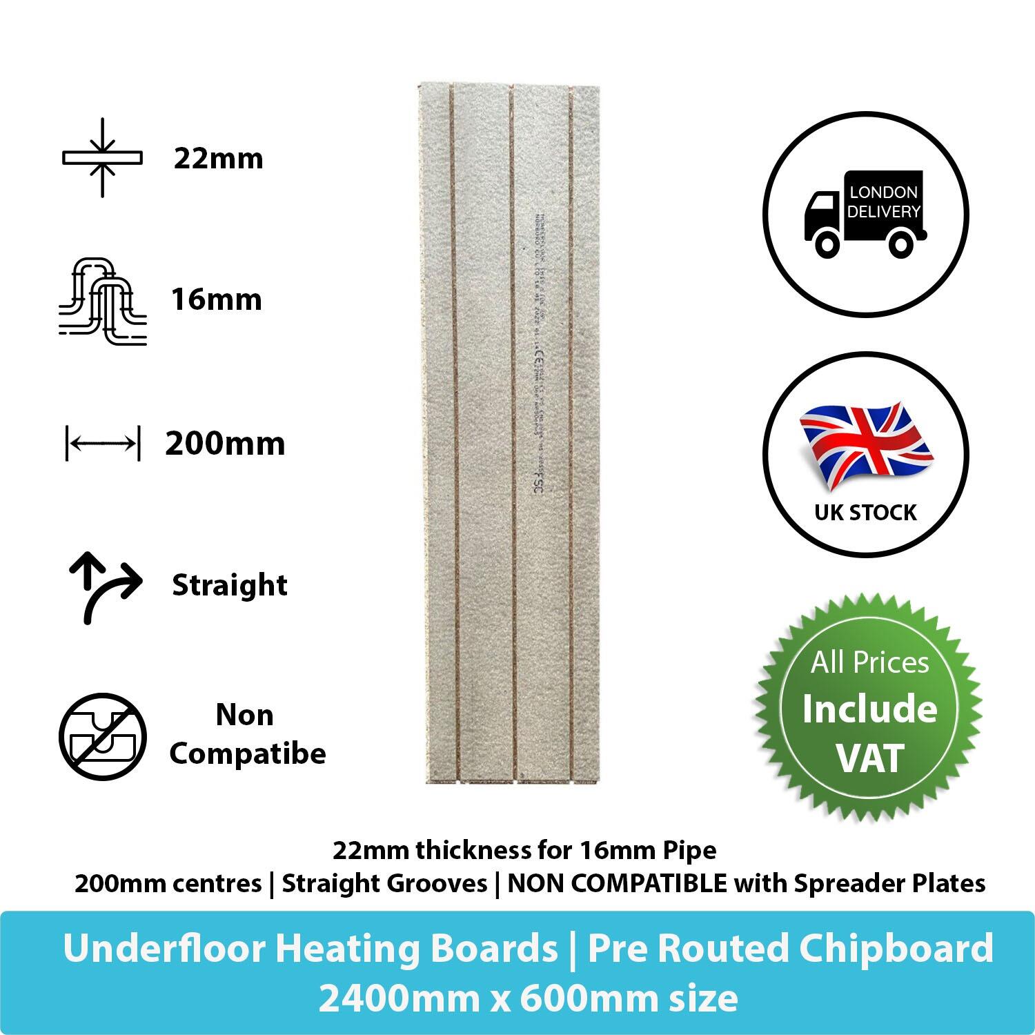 Underfloor Heating Boards 22mm x 2400mm x 600mm for 16mm Pipe with ...