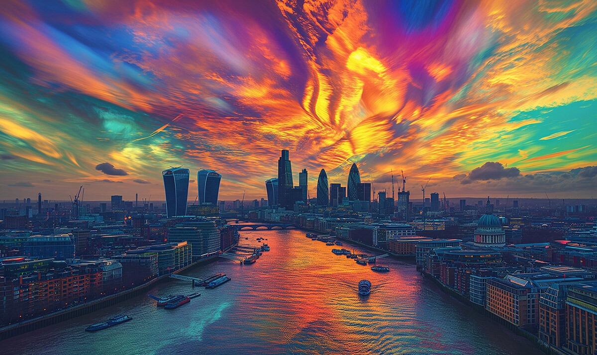 Futuristic London Cityscape: River Thames in Pop Art (Print Only ...