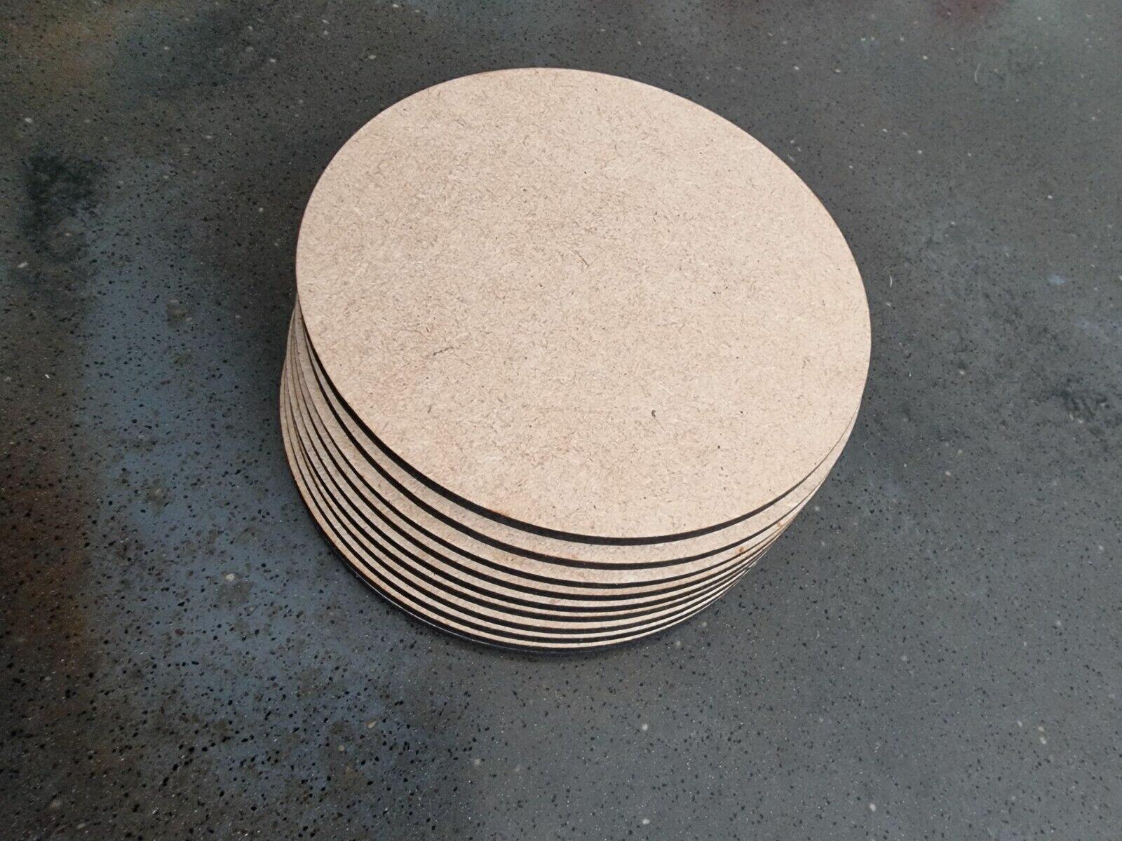 10x Wooden MDF Plain Coasters 10cm Craft Blanks Square Circle Shapes