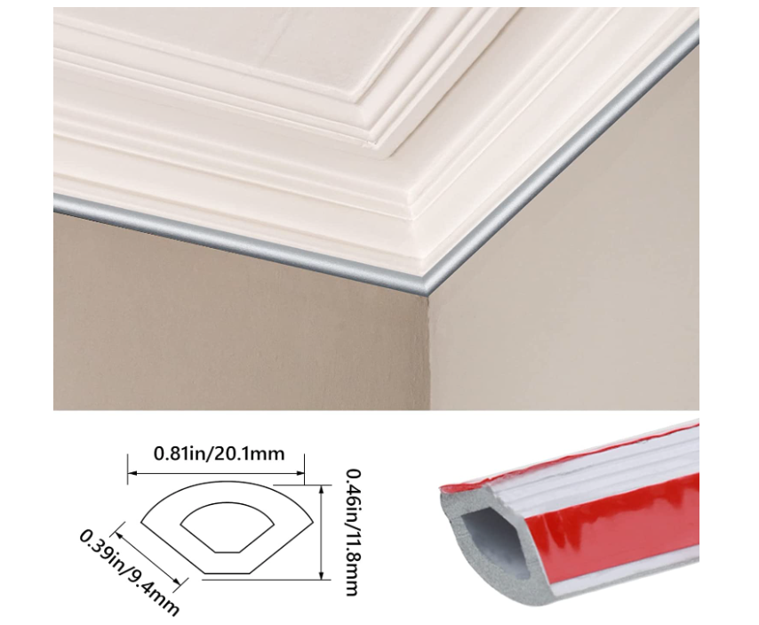 3m PVC Quadrant Trim Flexible Moulding Self adhesive Waterproof Caulk Strip