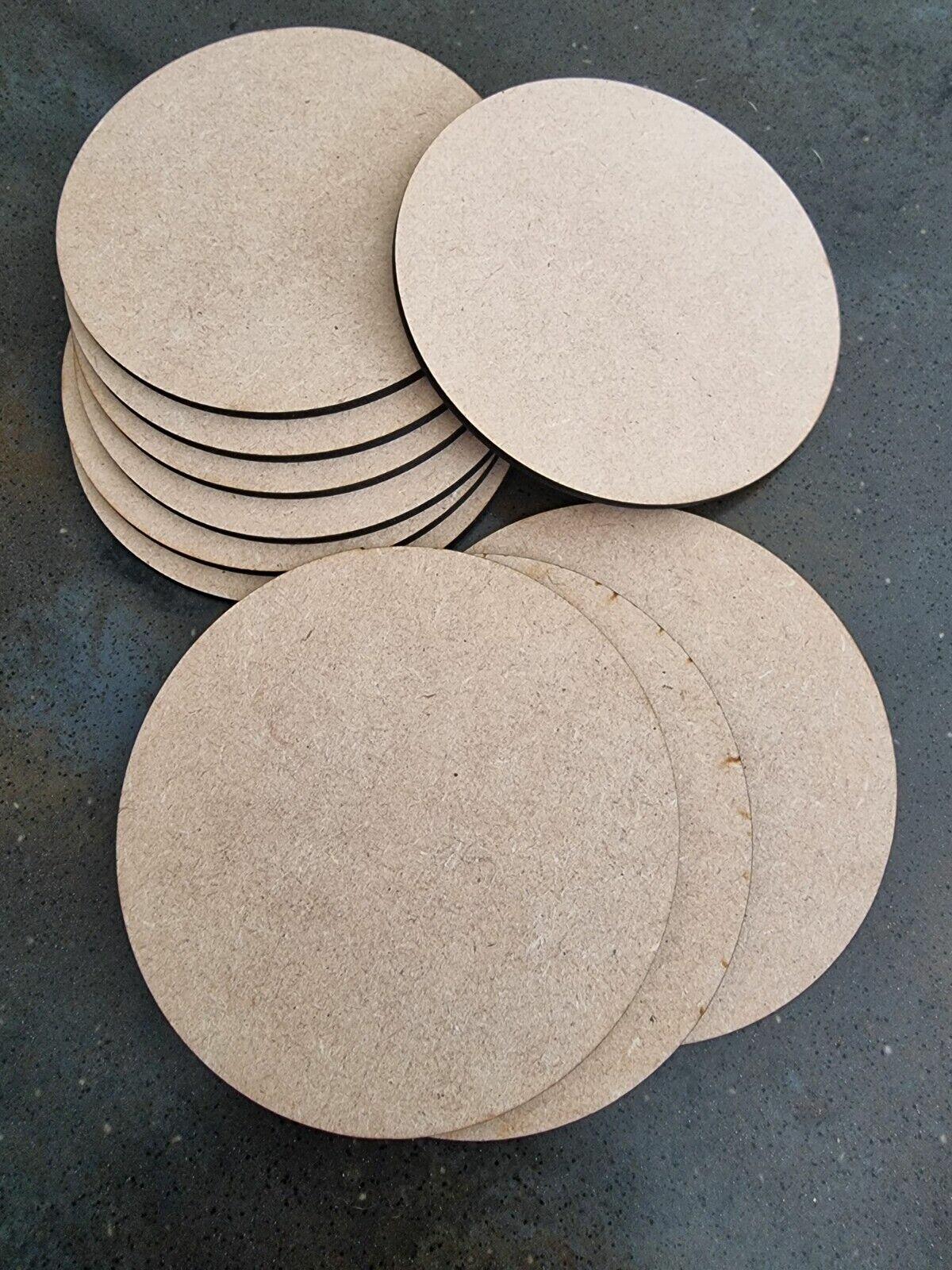 10x Wooden MDF Plain Coasters 10cm Craft Blanks Square Circle Shapes