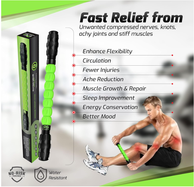 17" Portable Massage Stick Trigger Point Travel Body Muscle Roller ...