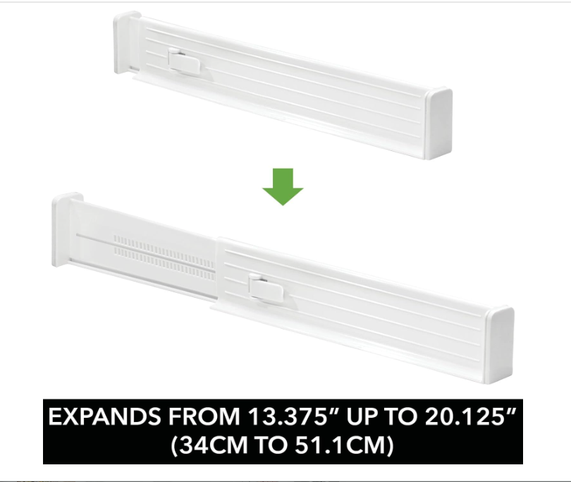 4 x Drawer Dividers Partition Spring Loaded Expandable Kitchen Bedroom ...