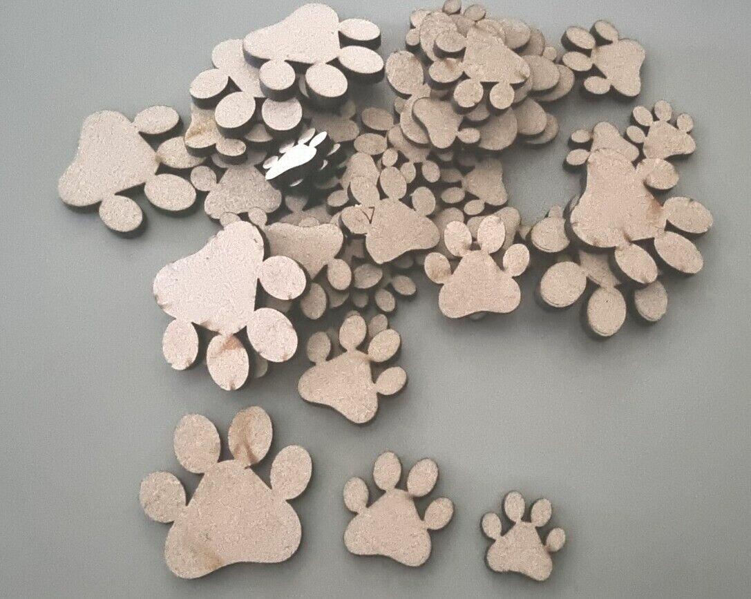 25 x Wooden MDF Paw Print craft Shapes,Cat/Dog Paws Embellishments