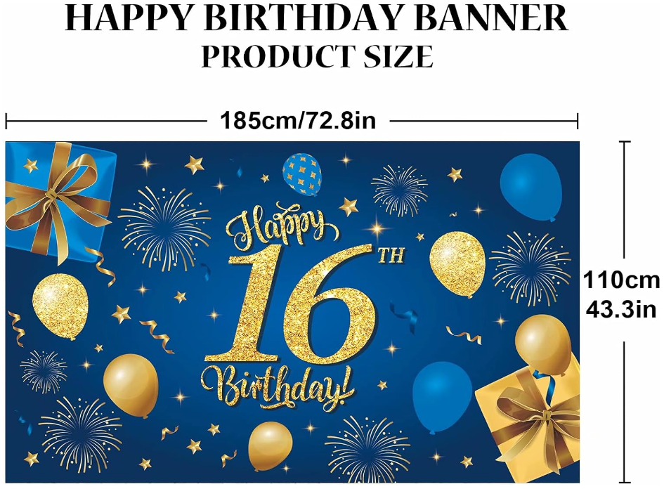 Happy 16th Birthday Banners 16th Birthday Party Decorations And