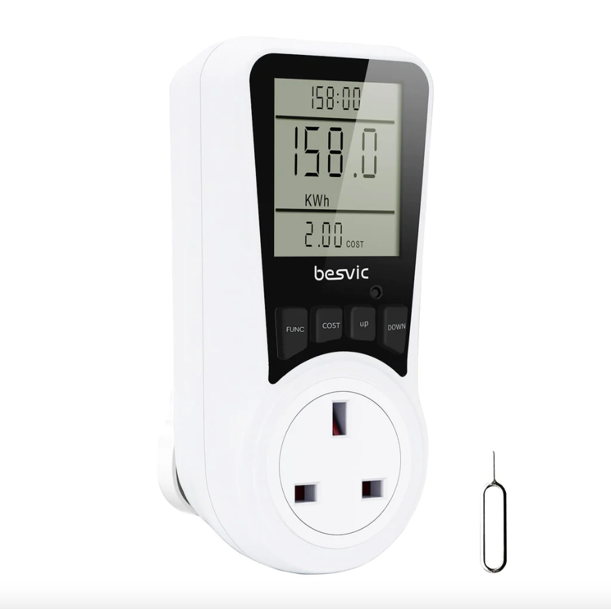 UK Plug-in Electricity Power Consumption Meter Energy Monitor Watt Kwh ...