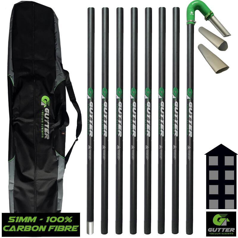 100% 51mm Diameter Carbon Fibre Push Fit Poles Plus Accessories & Pole Bag
