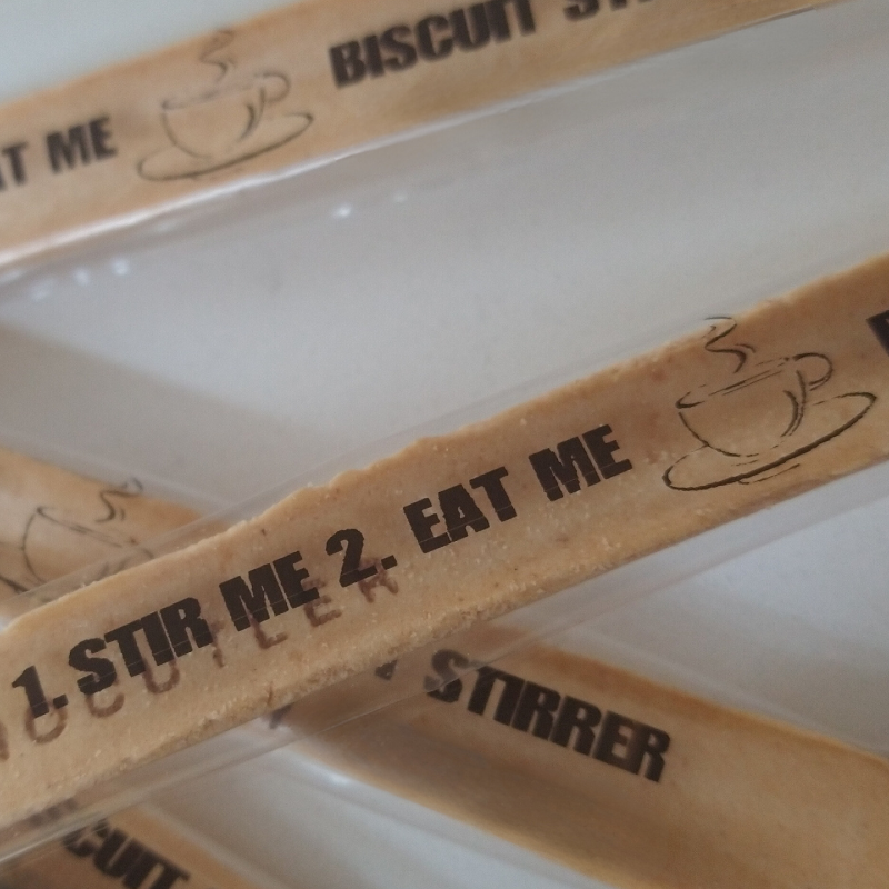Customisable Edible Stirrers Biscuit Individually wrapped