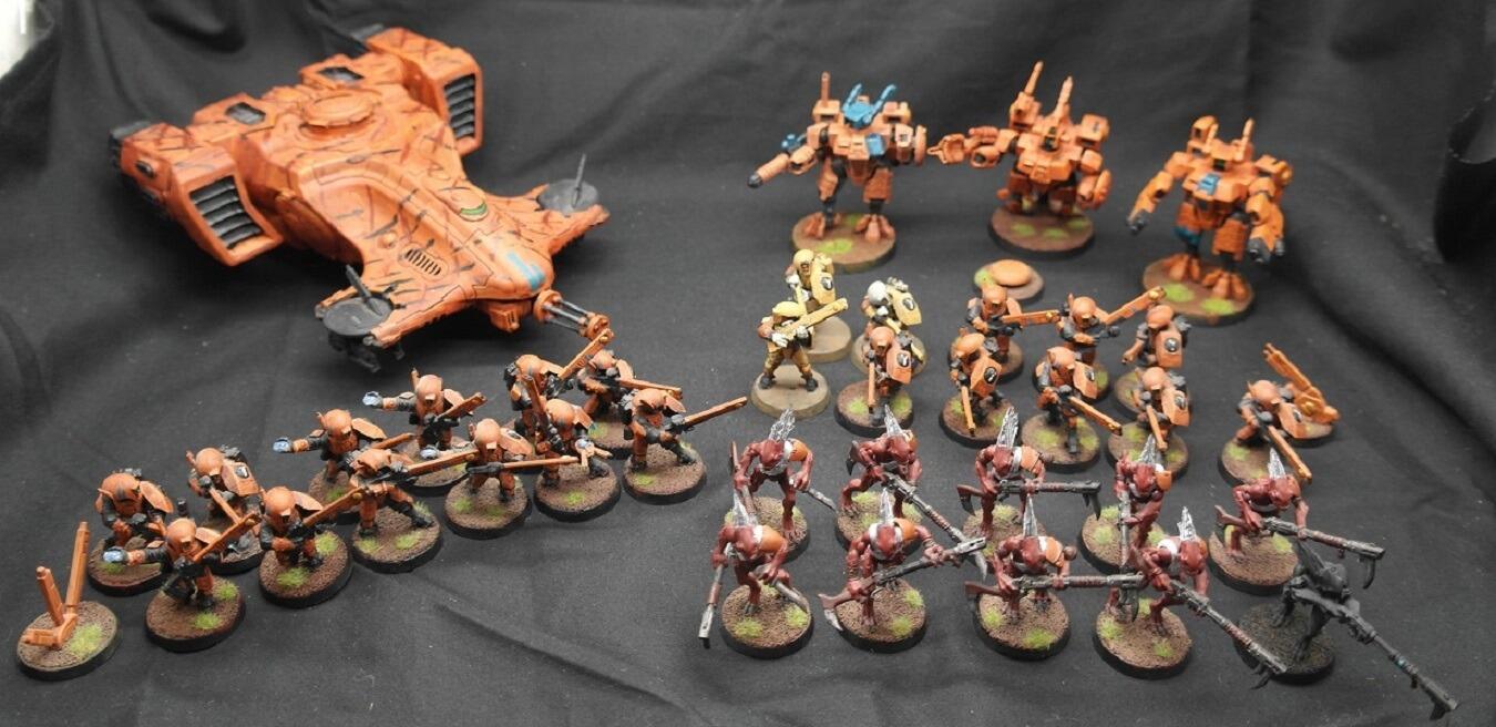 Pre-Loved Painted T’au Army: DF, 20 FW, Cmdr+BG, 10 Kroot | Warmodels.co.uk