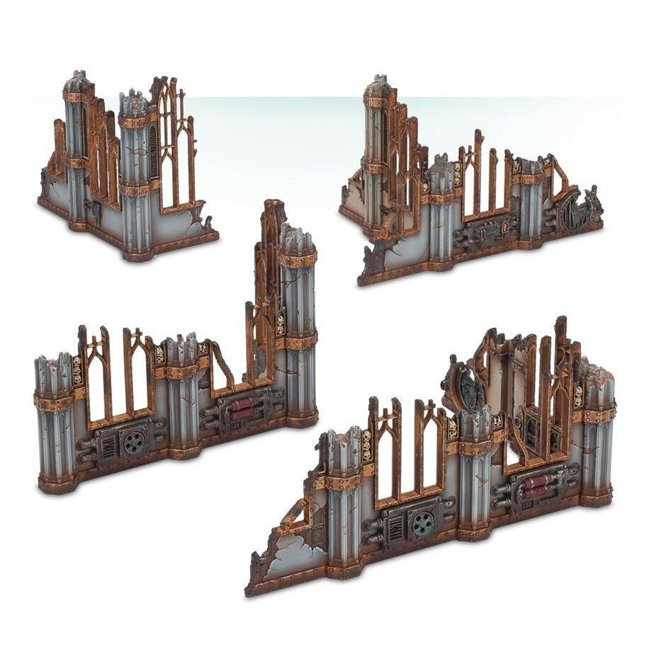 Warhammer 40,000 Sector Imperialis Ruins, A set of 4 modular ruined...