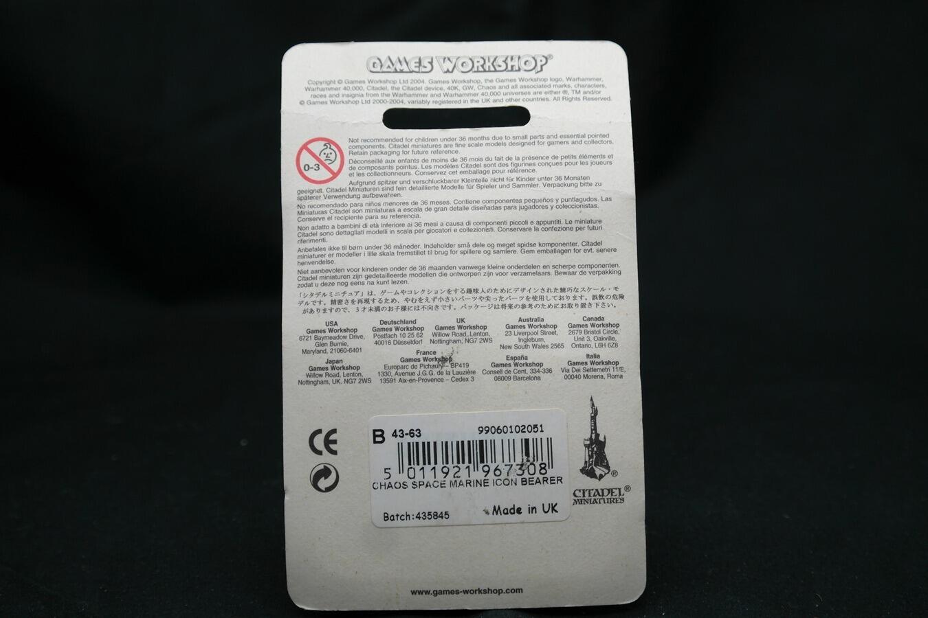 Pre-Loved Chaos Space Marine Icon Bearer – 2000s Classic, New in ...