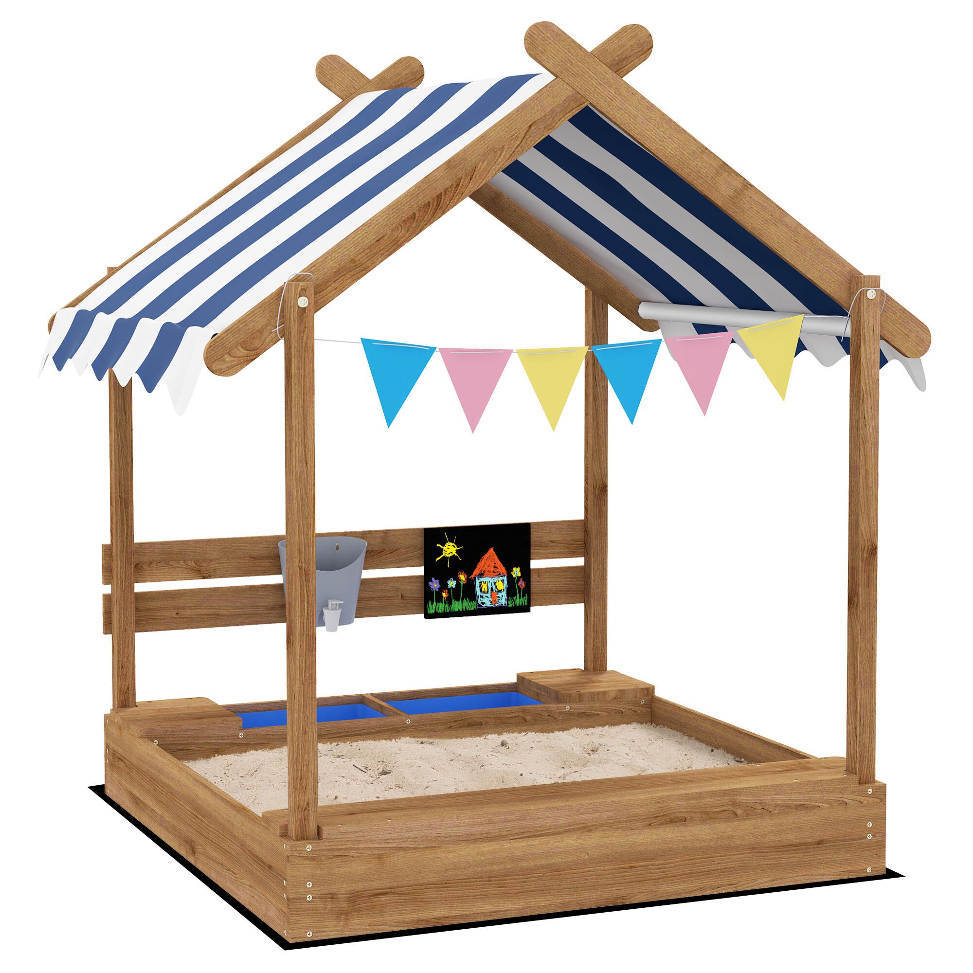 Outsunny Ultimate Kids Sand Pit: Canopy, Toys, Seats & Creative Fun!