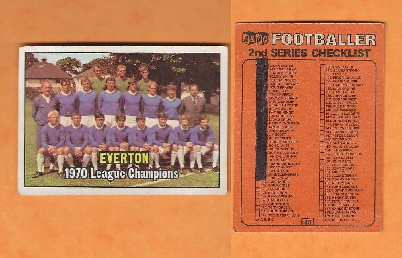 Everton Checklist 85 A&BC 70-71