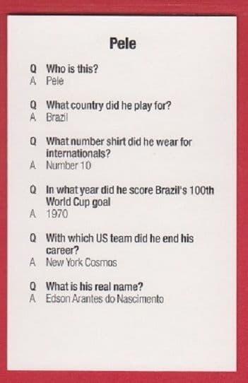 Football Quiz Picture Cards