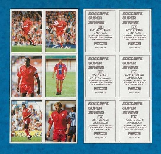 Liverpool Crystal Palace Wimbledon UNCUT SHEET