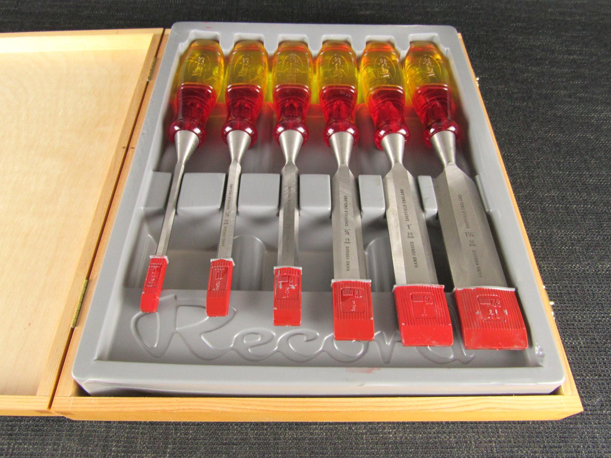 Boxed Set of 6 RECORD MARPLES Splitproof Bevel Edge Chisels - Hand ...
