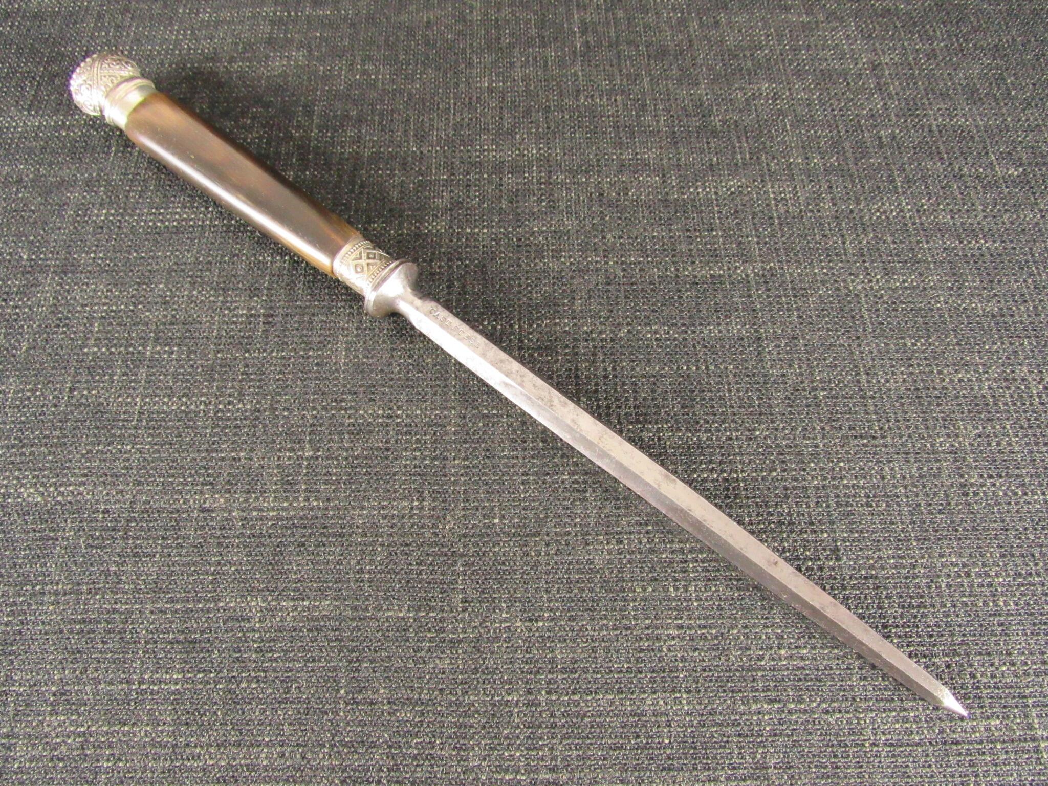 Vintage Hexagonal Cast Steel Sharpening Steel with Horn Handle *SOLD*