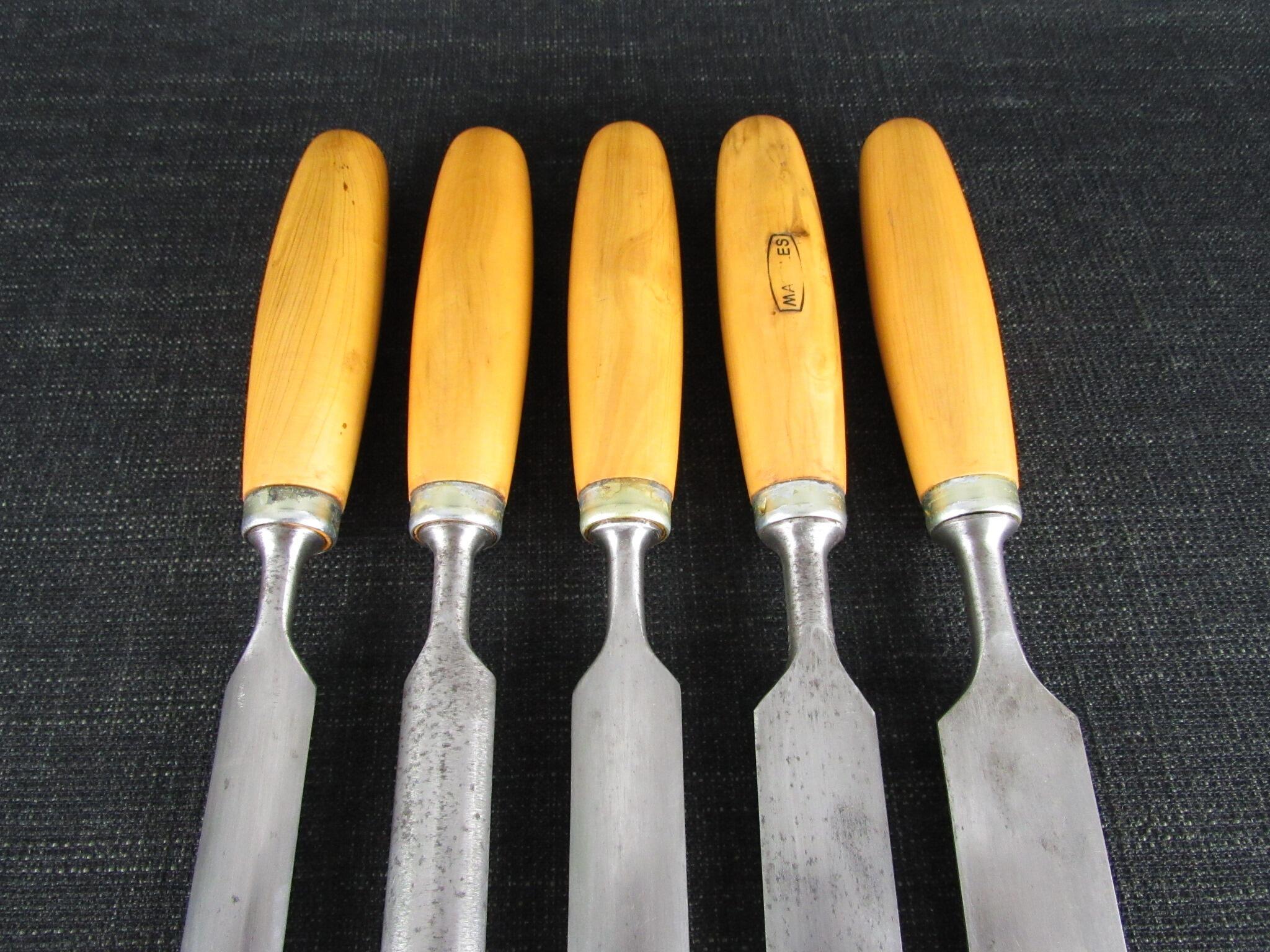 5 Unused MARPLES Paring Gouges with Boxwood Handles *SOLD*
