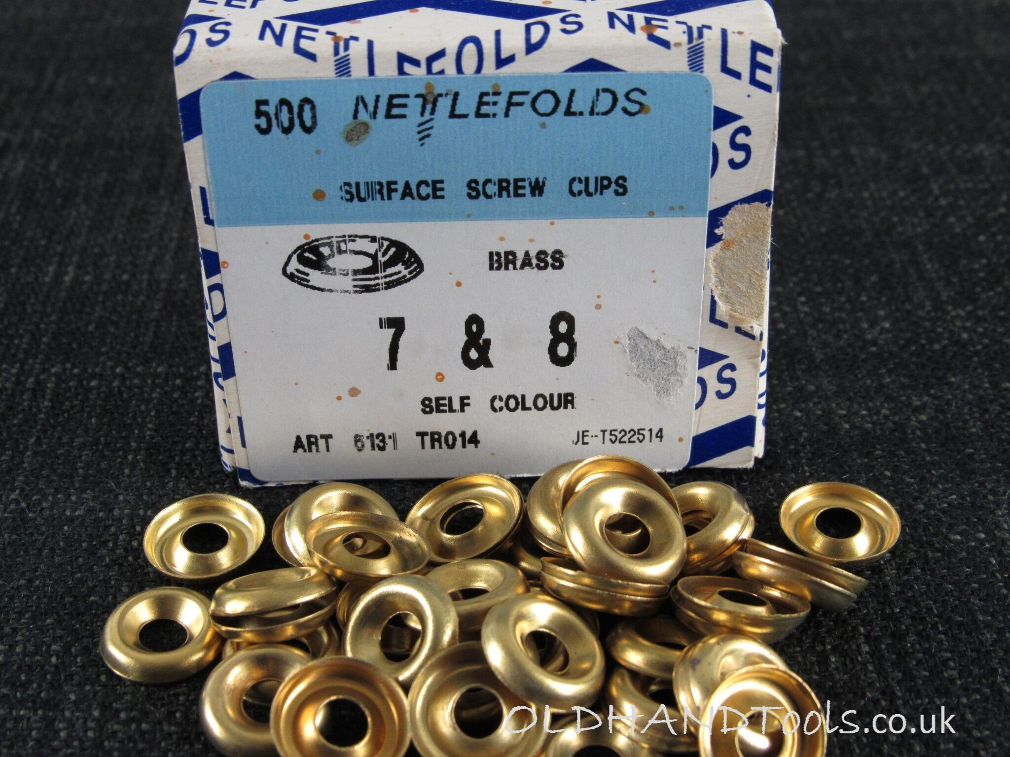 25 x NETTLEFOLDS Brass Surface Screw Cups - Size 7 & 8