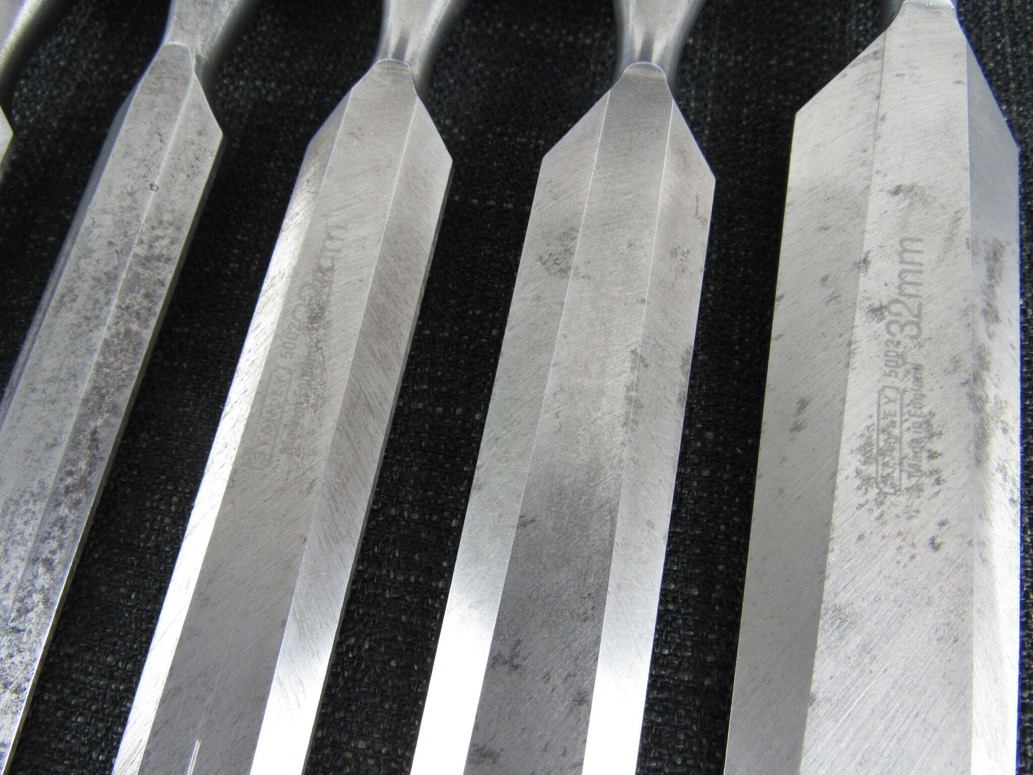 Graduated Set of 8 STANLEY 5002 Bevel Edge Chisels - Made in England *SOLD*