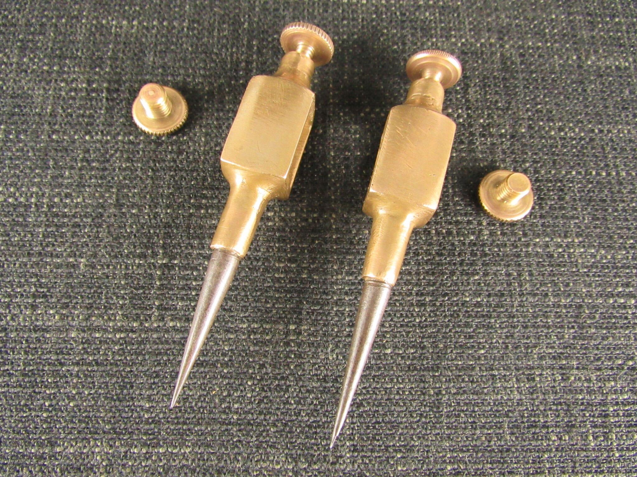 Unusual Brass Trammels or Trammel Heads with Double Screws *SOLD*