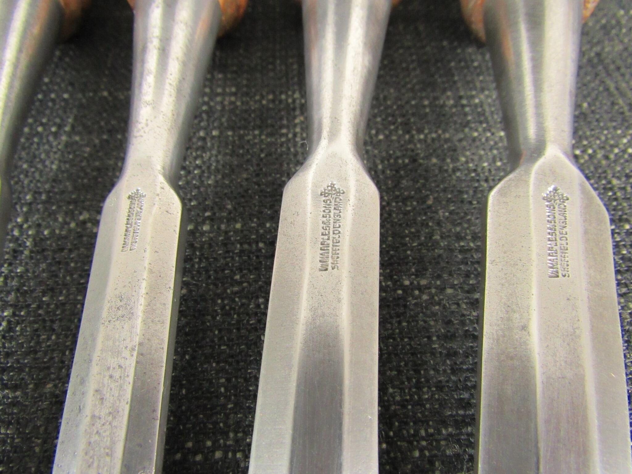 Graduated Set of 5 MARPLES Bevel Edge Socket Cabinet Chisels *SOLD*